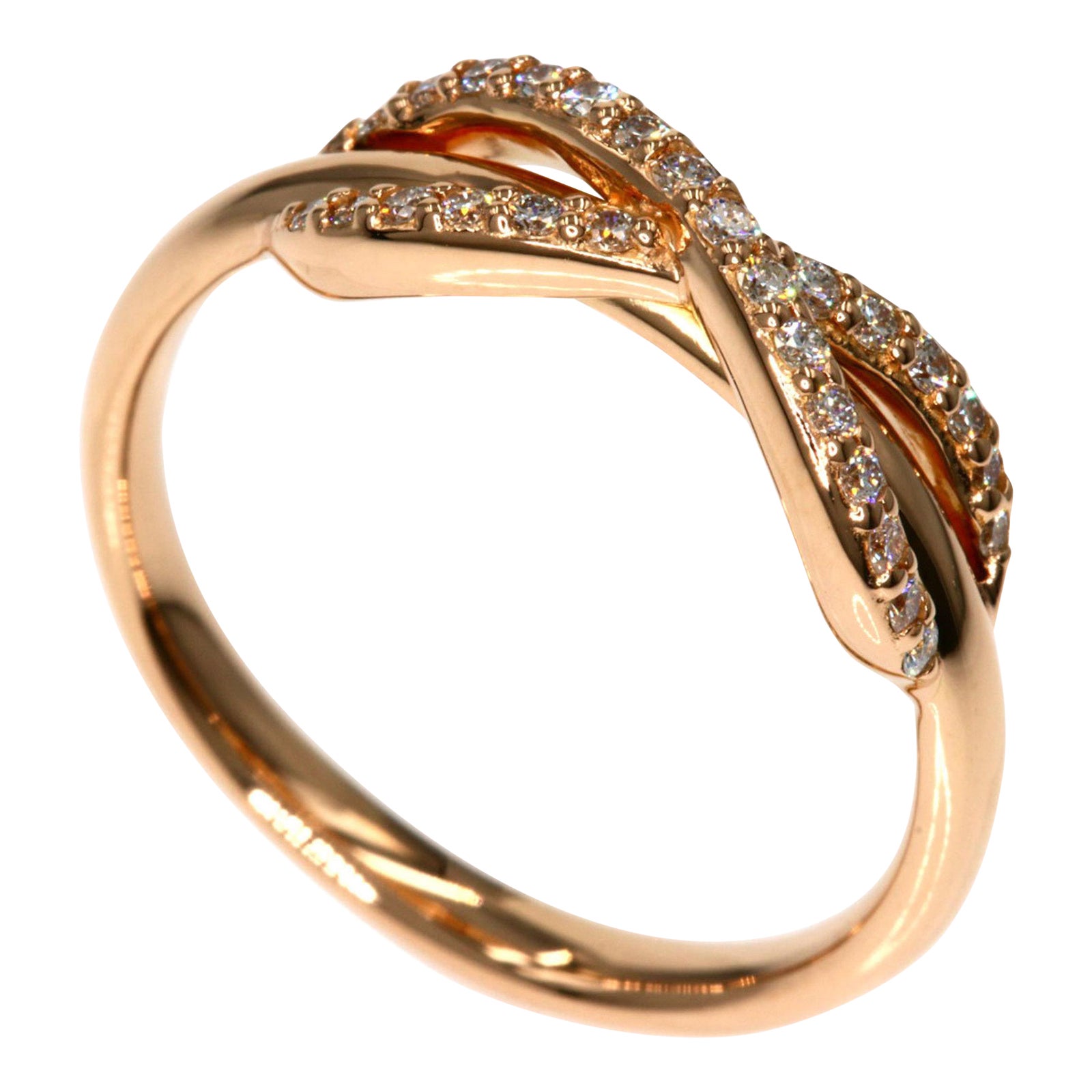 Tiffany & Co. Infinity Diamond Ring K18 Pink Gold Ladies Size 5.5 ...