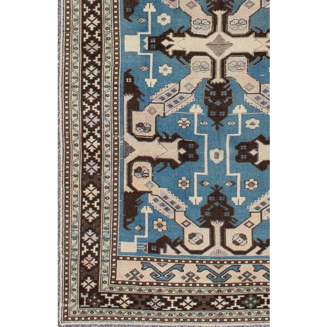 Vintage Turkish Rug With Unique Steel Blue, Medium Blue and Brown ...