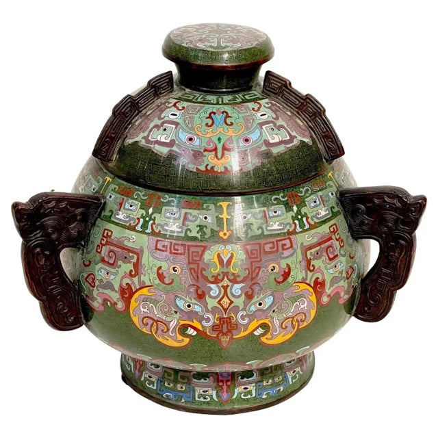20th Century Chinese Archaic Style Cloisonné Censor | Chairish