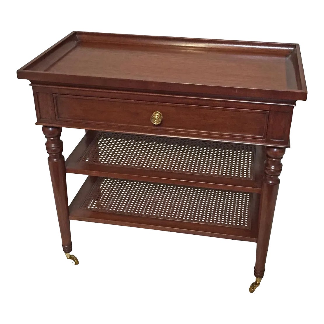 Medium Walnut Finish on Walnut With Caned Shelves Bogart Table From the ...