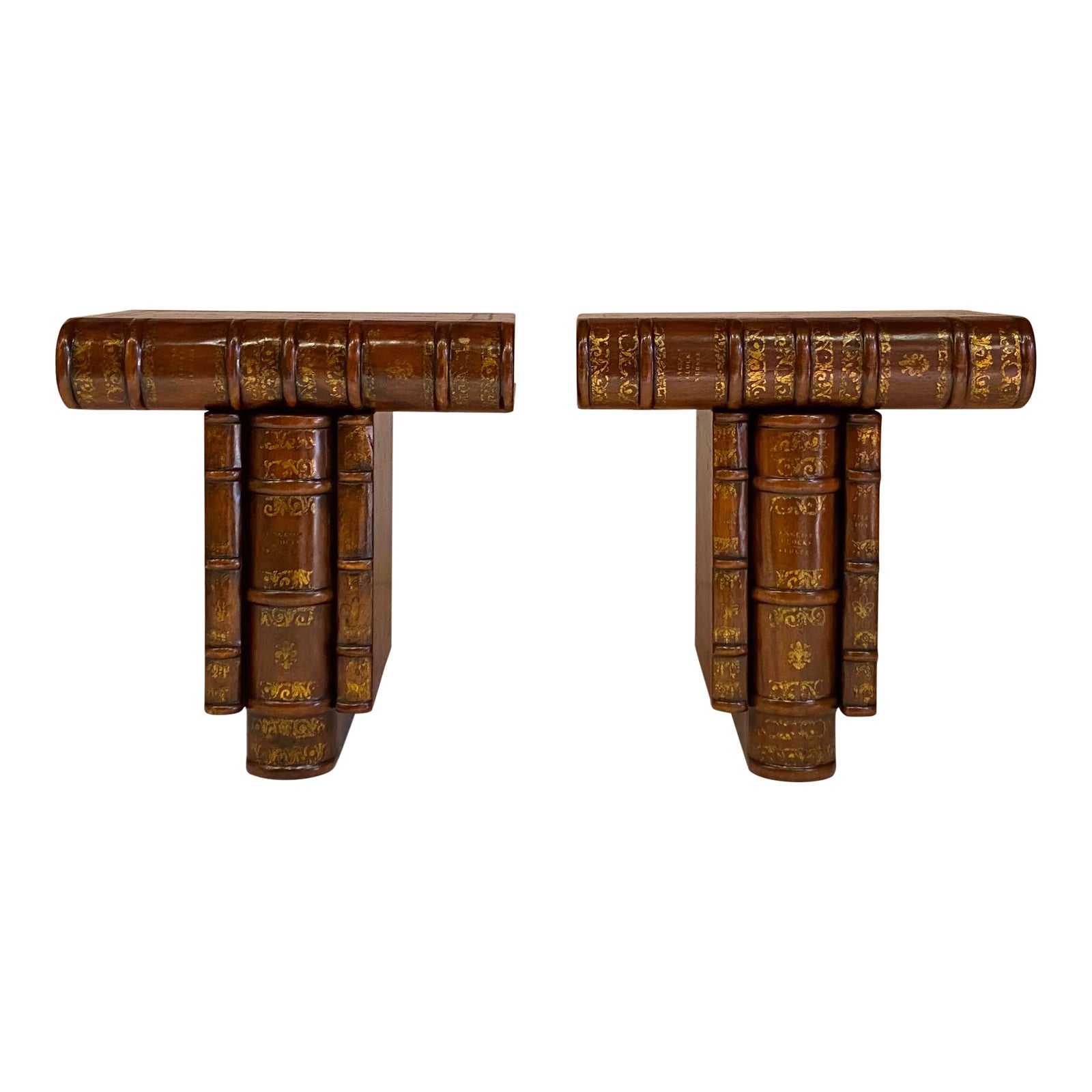 Trompe l'Oeil Book Brackets -Pair | Chairish