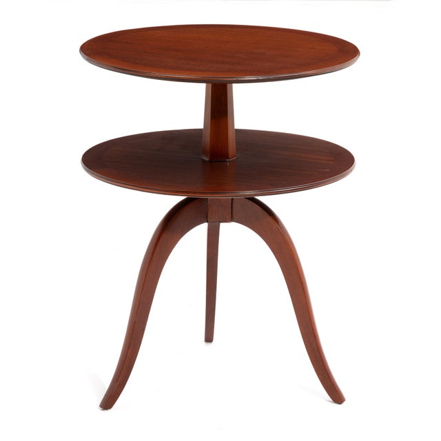 Edward Wormley Dunbar Two Tiered Round Mahogany Side Table | Chairish