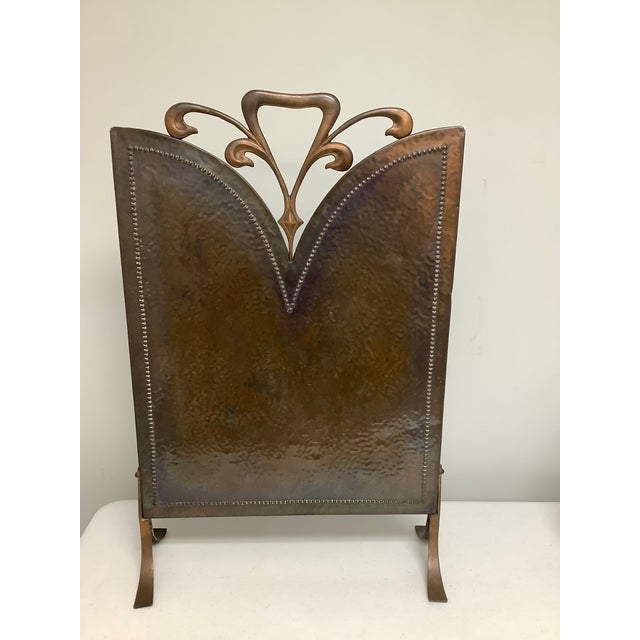 1890's Arts Nouveau Hammered Copper Fireplace Screen | Chairish