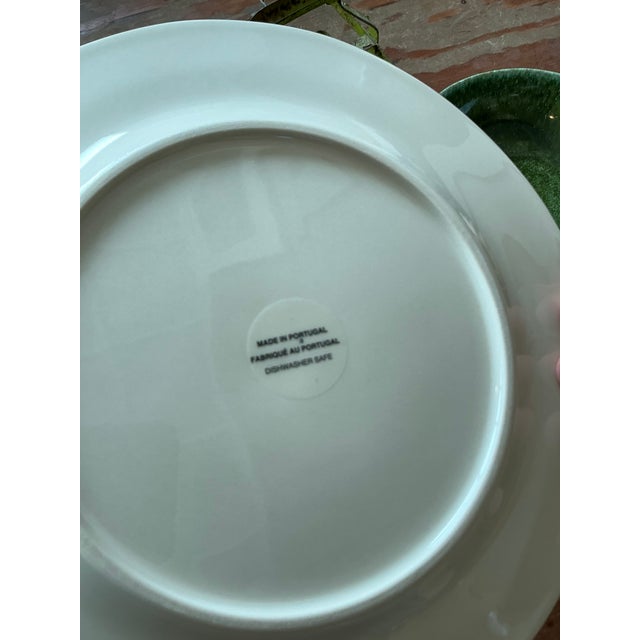 Vintage Boho Portuguese Glazed Ceramic Clover Plates - Set of 8 | Chairish