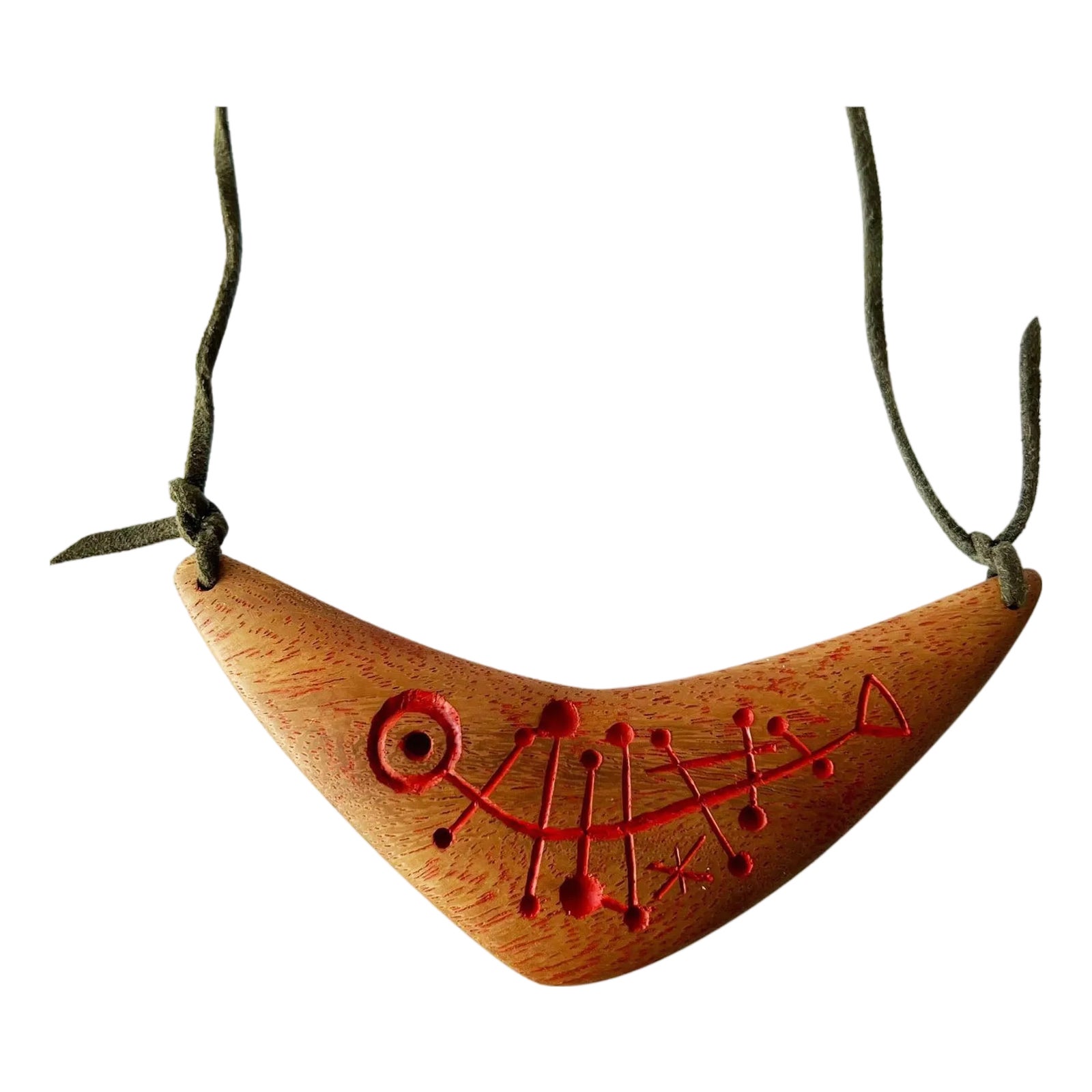 Rare Barney Reid San Diego Modern Hand Carved Wood Boomerang Pendant ...