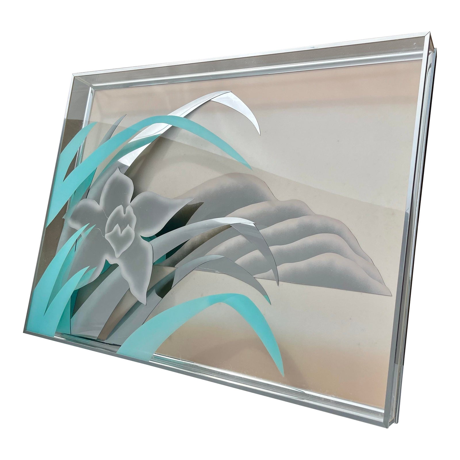 Vintage Abstract Floral Lucite Shadow Box | Chairish