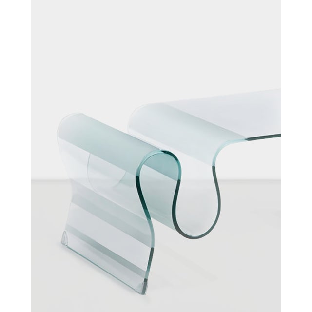 1980s Undulating Wavy Glass Coffee Table With Frosted Accents | Chairish