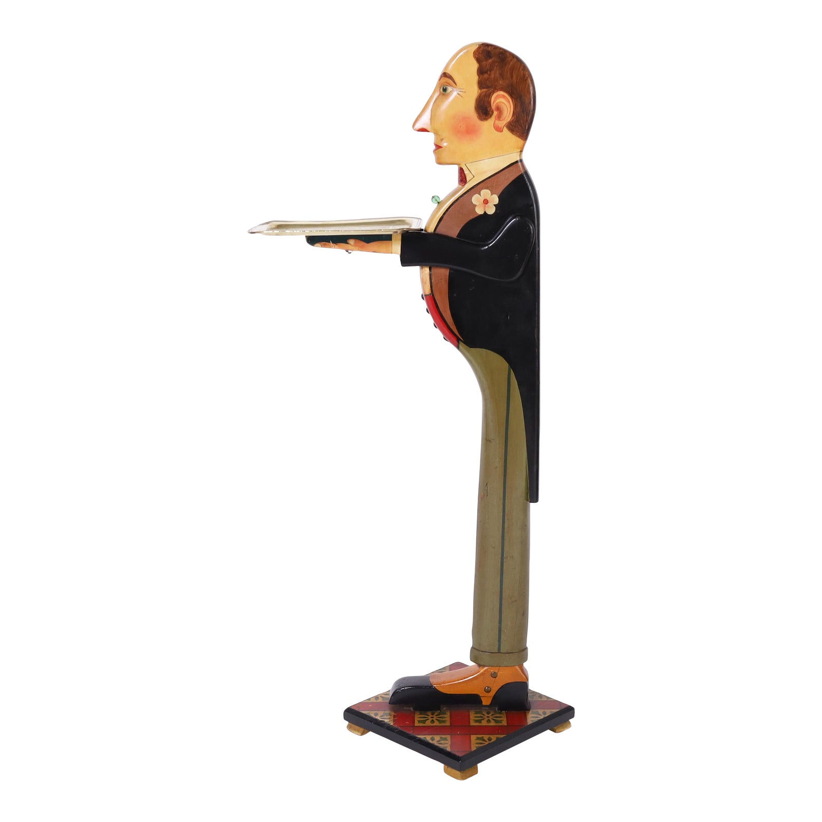 English Standing Butler With Serving Tray | Chairish