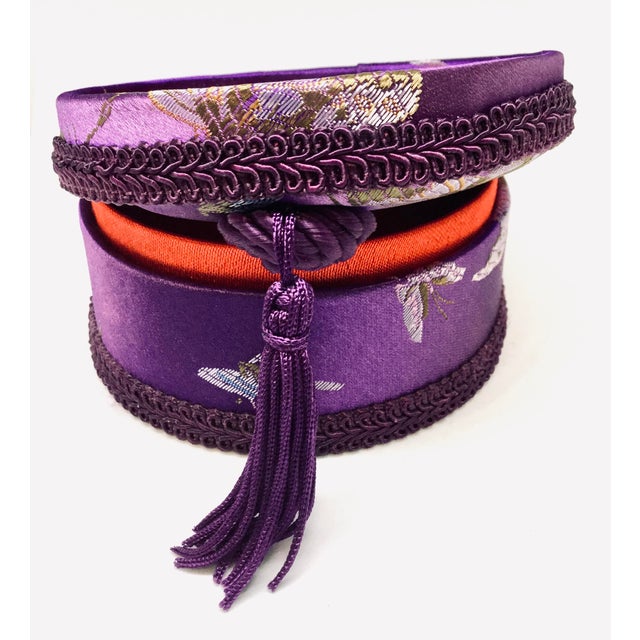1980s Silk Covered Tasseled Trinket Jewelry Box | Chairish
