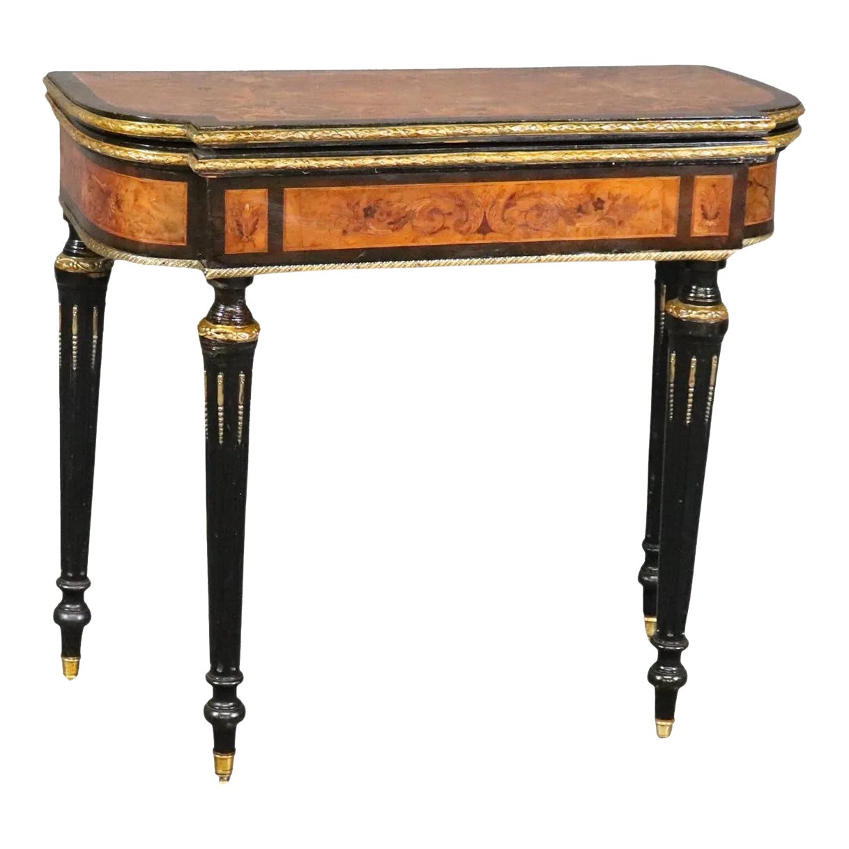Bronze Mounted Inlaid Walnut Ebonized French Games Table Circa 1870 ...