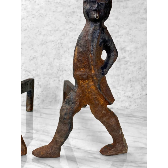 Antique Traditional Cast Iron Hessian Soldier Fireplace Andirons - a ...