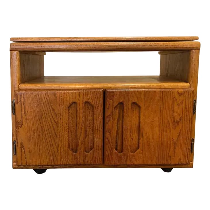 Midcentury Rolling Tv Cabinet in Walnut | Chairish