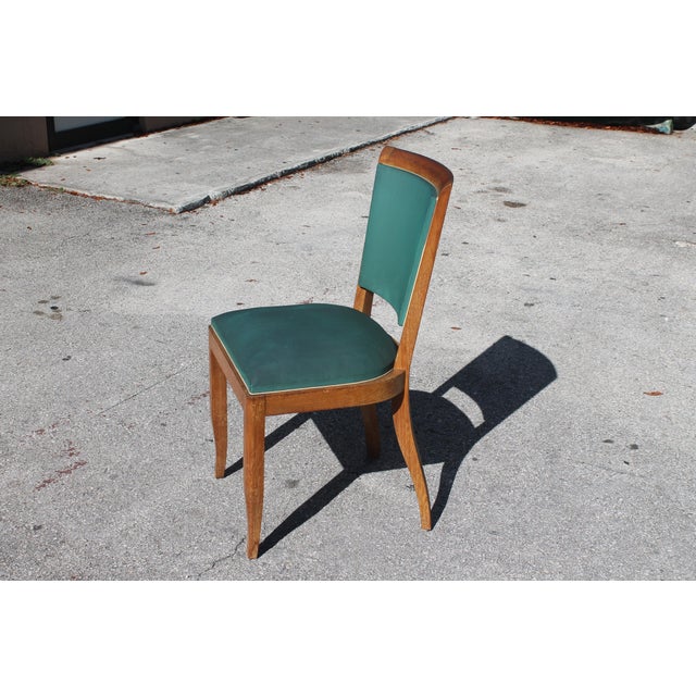 C1940's French Art Deco Low Back Walnut Dining Chairs Style Leleu Set ...