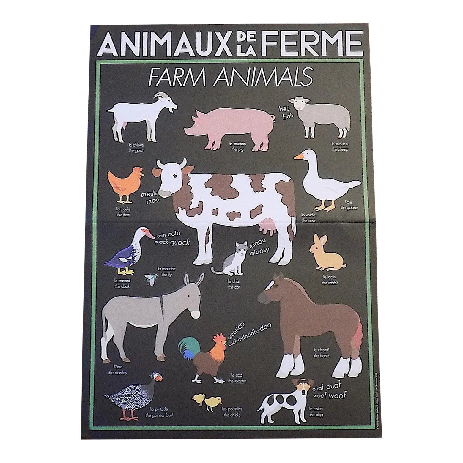 French Lithograph Poster - Farm Animals | Chairish