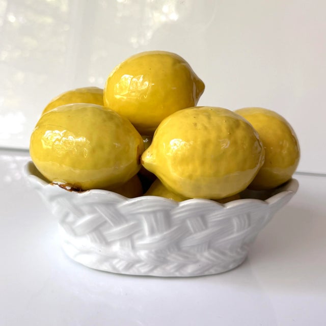 Mid-20th Century Italian Majolica Lemon Basket | Chairish