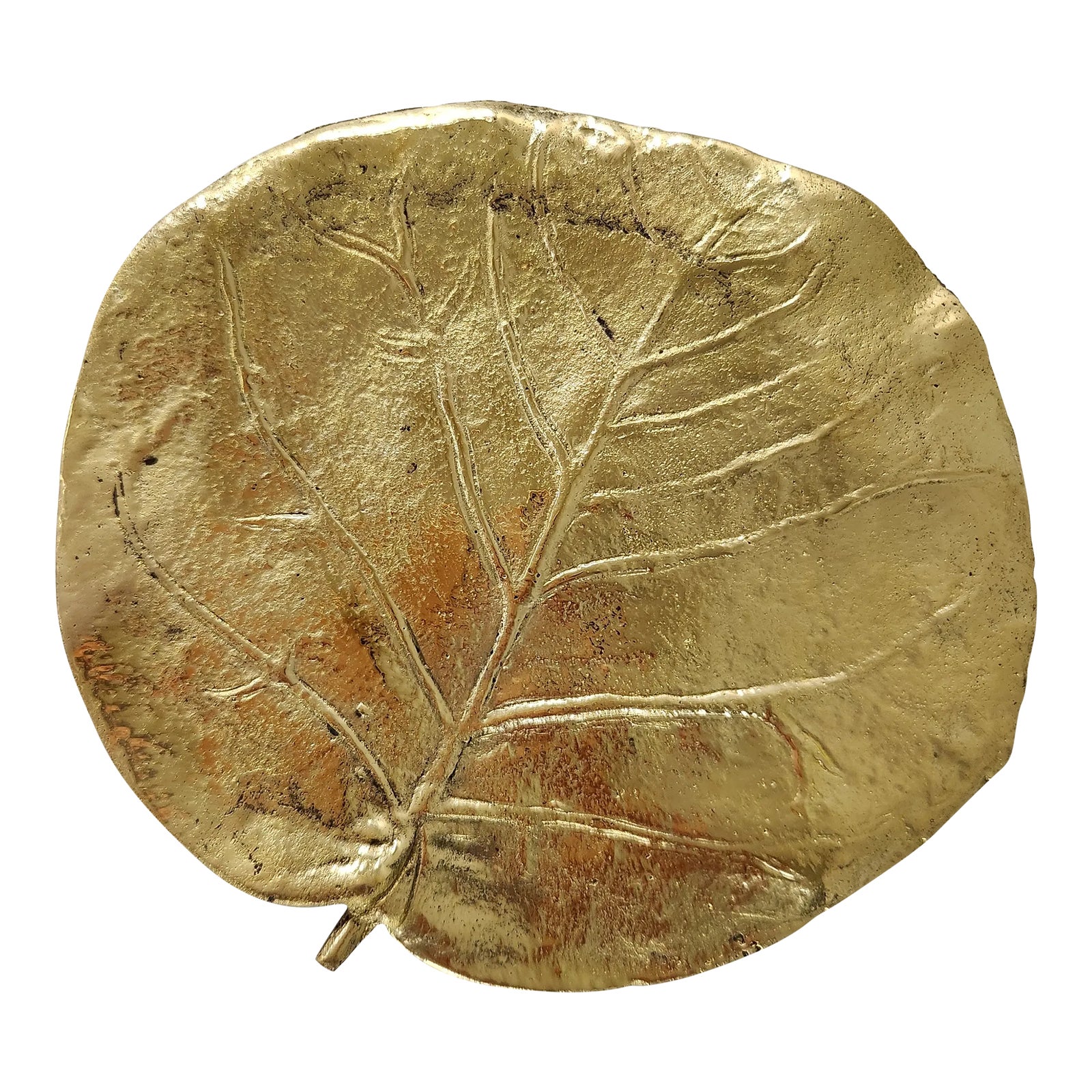 Solid Brass Hazel Leaf Trivet, Candle Holder | Chairish