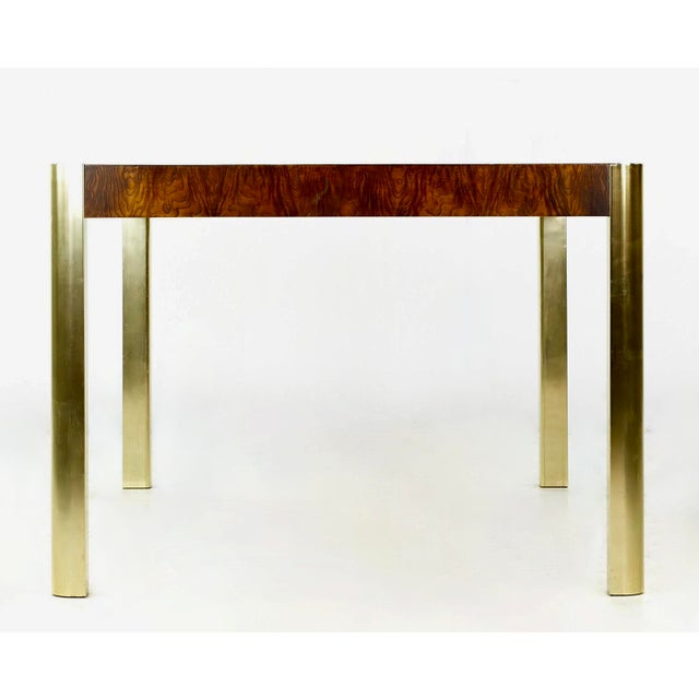 C.1970's Postmodern, Century Furniture -Burl Wood & Brass With Beveled ...
