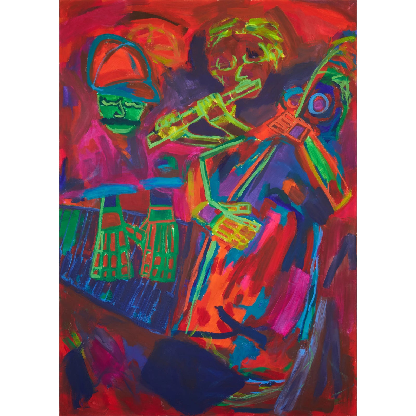 "Flute, Keys and Double Bass" Large Acrylic Painting by Simon Findlay ...