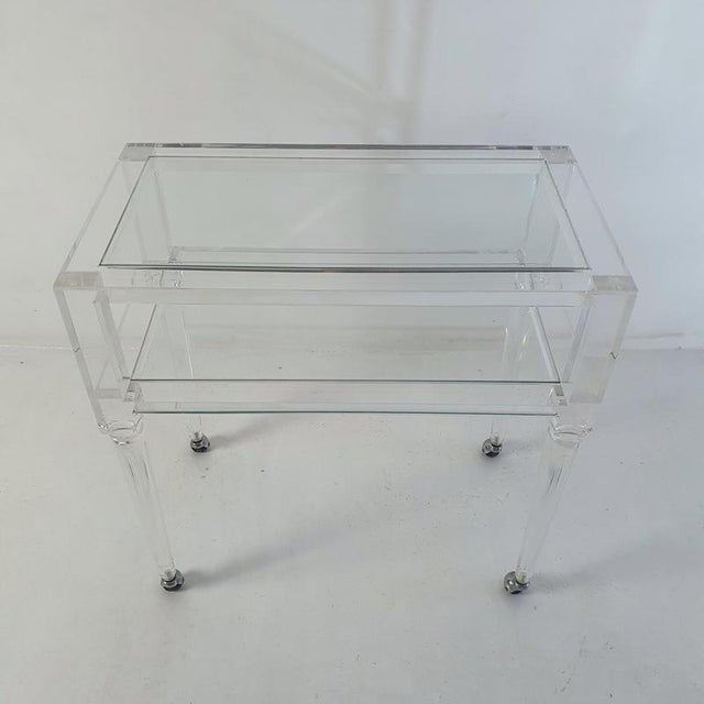 Vintage Italian Modern Acrylic Glass and Glass Bar Cart, 1980s | Chairish