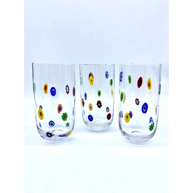 Vintage Leonardo Millefiori Murano Glass Drinking Tumblers - 3 | Chairish