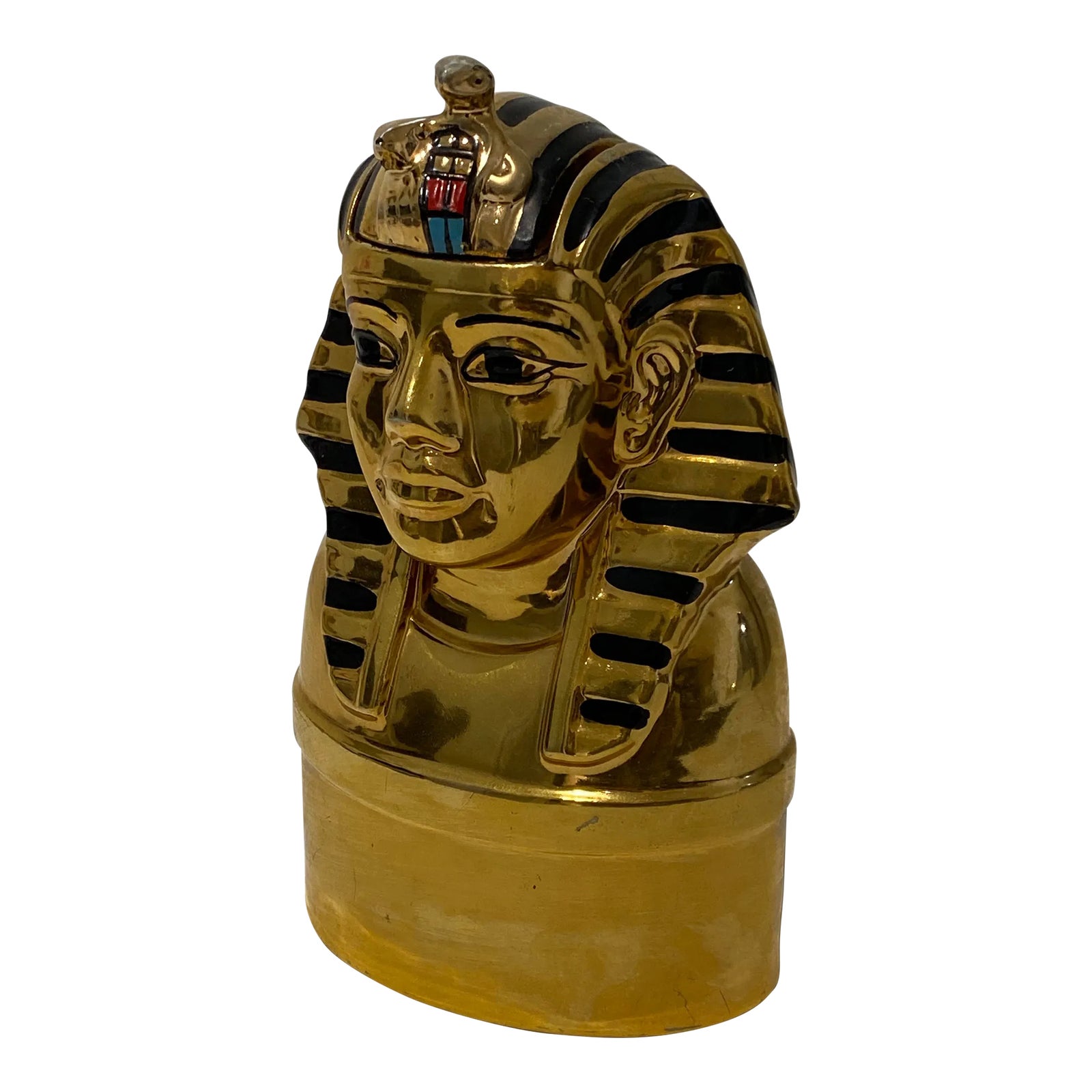 1970s Tutankhamun Italian Ceramic Decanter | Chairish
