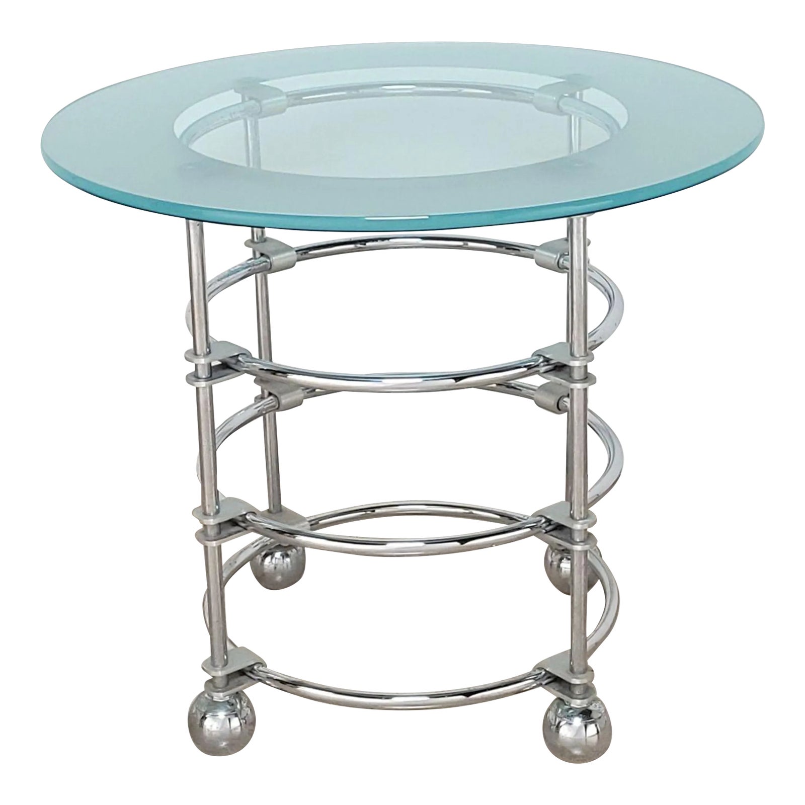 Chrome and Glass Modernist Round Center or Side Table by Jay Spectre ...
