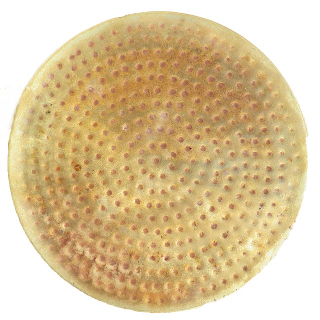 Hollywood Regency Style Dimpled Metal Drum Accent Table | Chairish