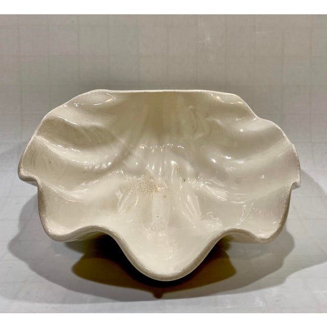 Vintage White Scallop Shell Ceramic Bowl | Chairish