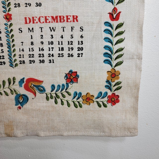 Beautiful Vintage 1969 Cloth Repeater Calendar | Chairish