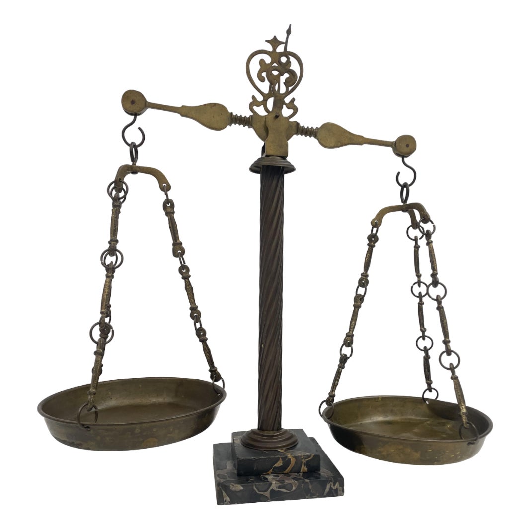 Vintage Bronze and Marble Scale, 1920s | Chairish
