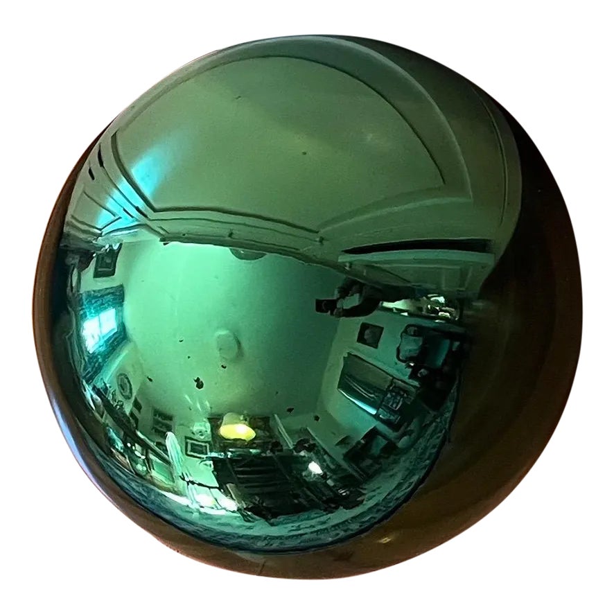 Large Green Mercury Glass Garden Gazing Sphere or Witch's Ball | Chairish