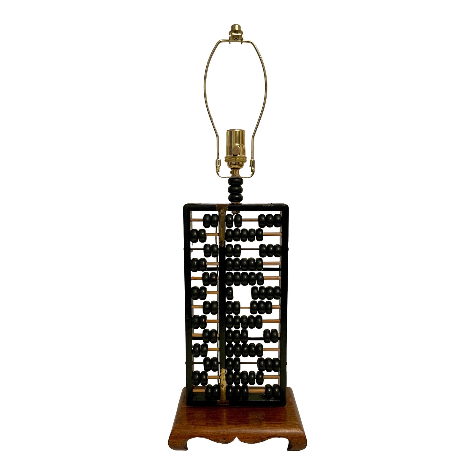 Mid Century Mahogany Abacus Lamp | Chairish