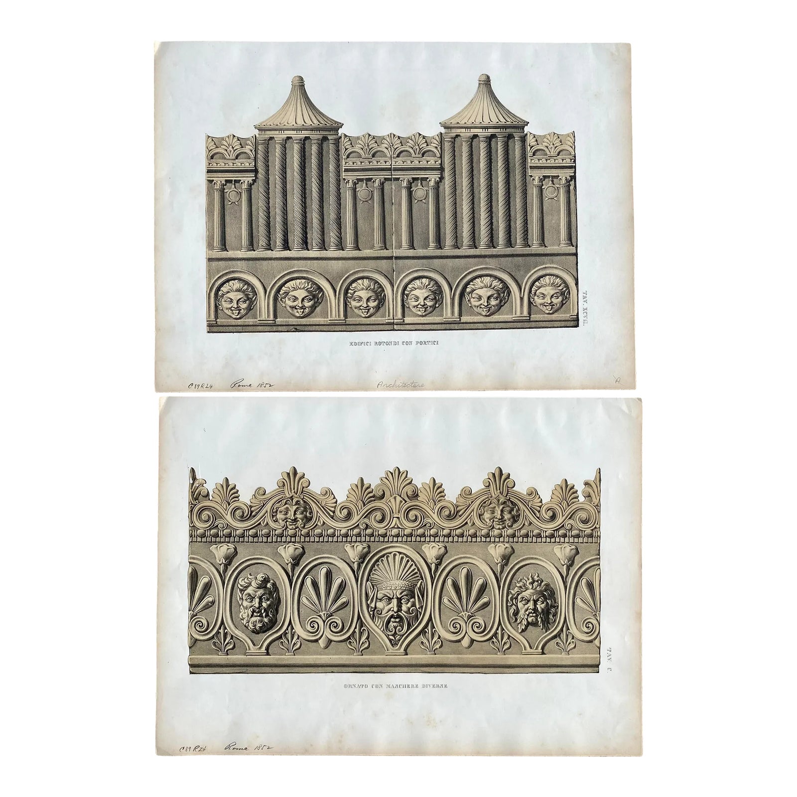1852 Antique Neoclassical Frieze Engravings - a Pair | Chairish