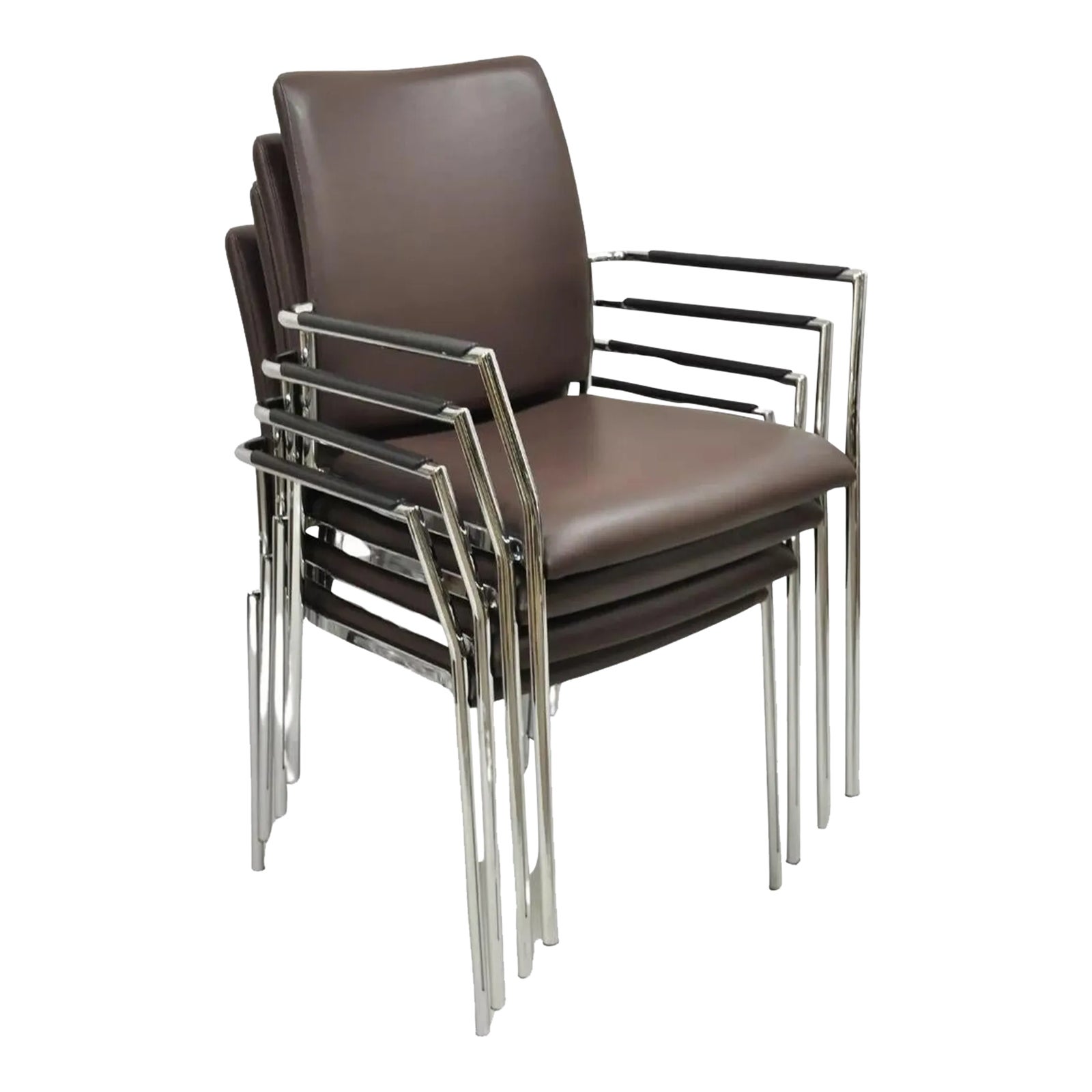 Vintage Tayco Canada Chrome and Chocolate Brown Vinyl Arm Chairs - Set ...
