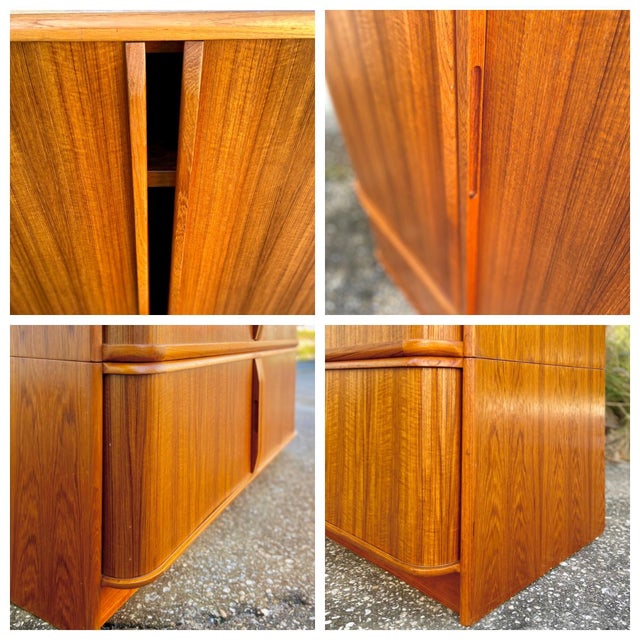 Danish Modern Teak Tambour Highboy Storage Cabinet | in the Style of Hp ...