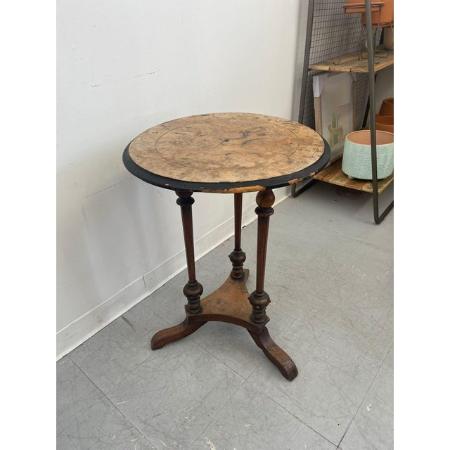 1970s Vintage Imported Victorian Burl Wood Inlay Decorative Side Table ...