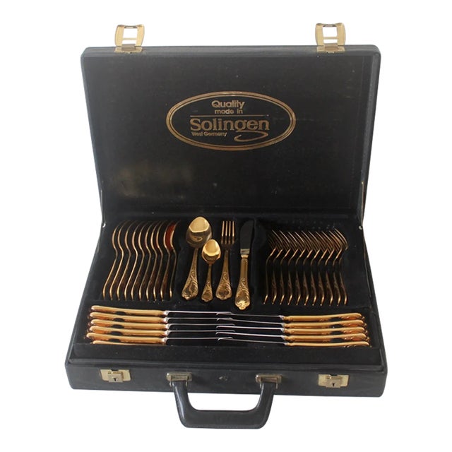 1980s Vintage Solingen German 18/10 23/24 K Gold Plated Service for 12 ...