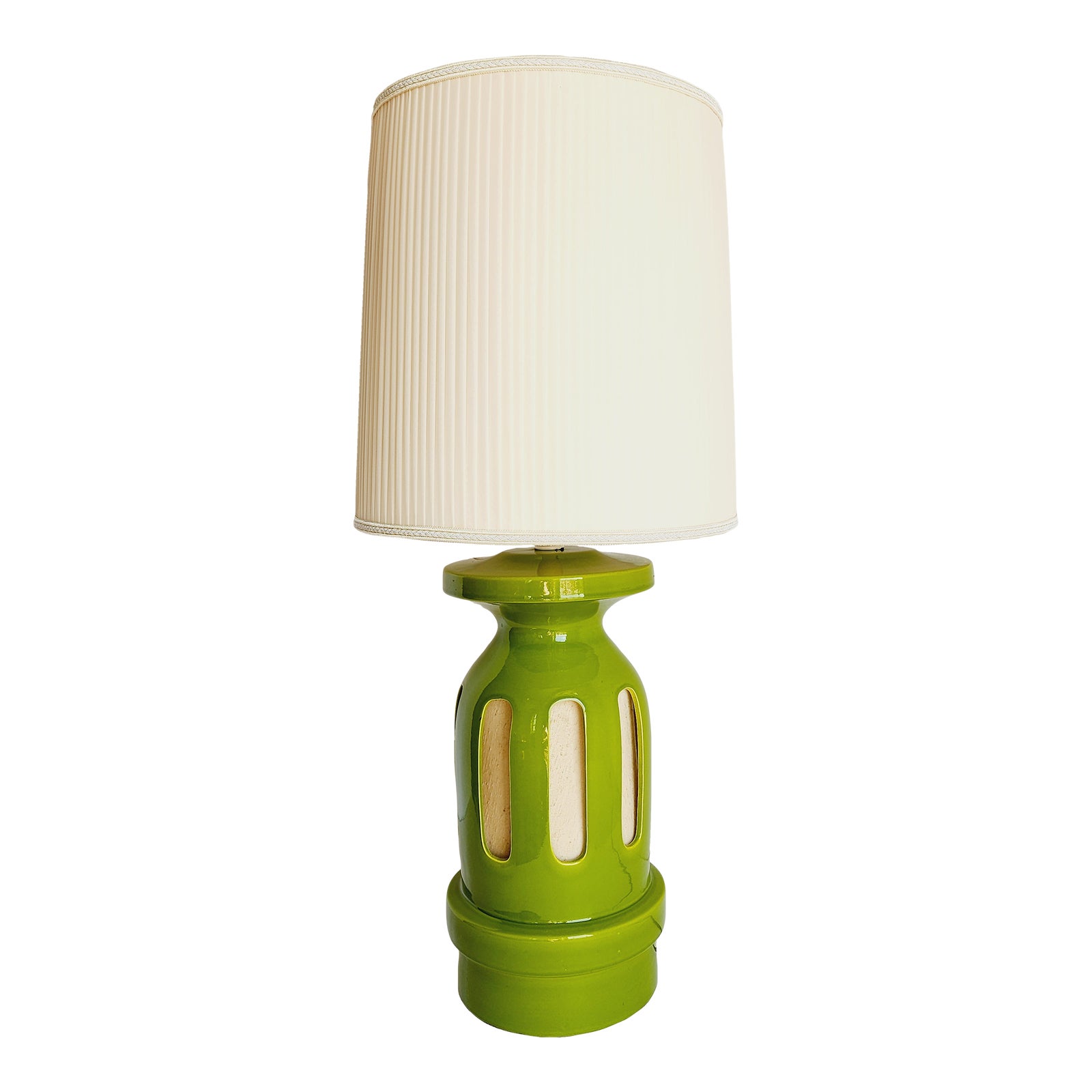 Mid Century Modern Large Lime Green Table Lamp | Chairish
