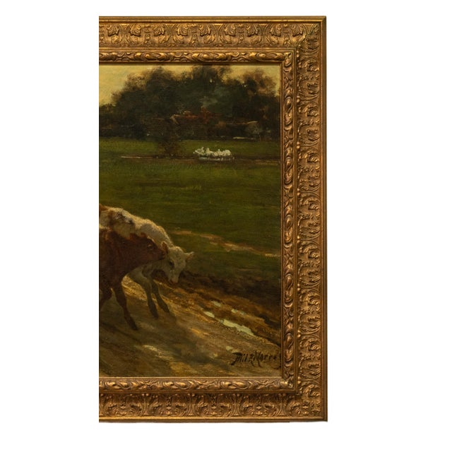 19th Century Impressionist Oil on Canvas Painting Bucolic Figural ...