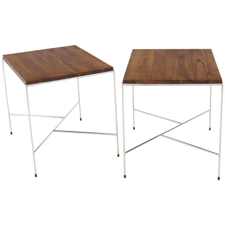 Mid-Century Modern Z-Base Side Tables - a Pair | Chairish