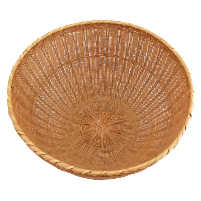 Vintage Japanese Hand Woven Bamboo Basket | Chairish