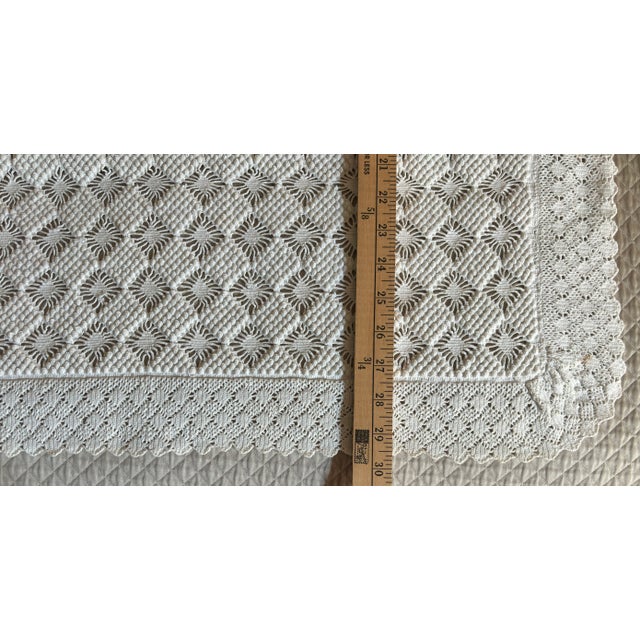 Vintage 30" Sq Hand Made Crocheted Pram Cover With Center Monogram Ca ...