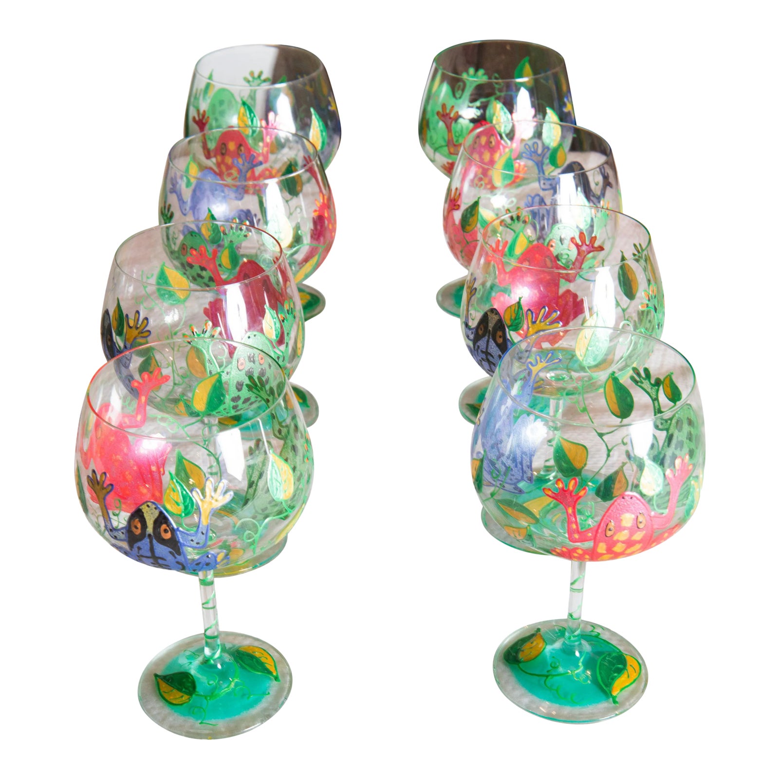Red Wine Wine Frog Glasses - Set of 8 | Chairish