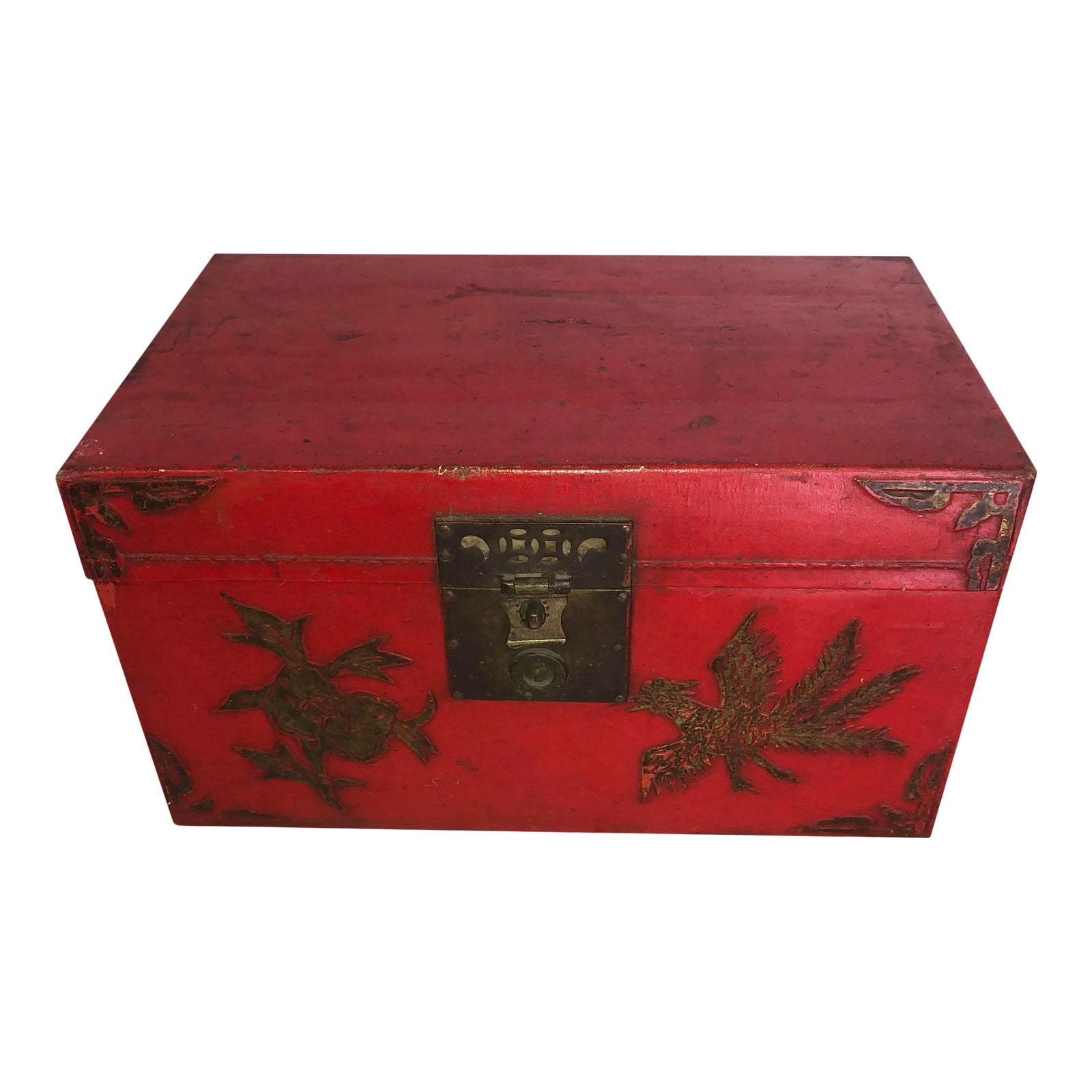Antique Chinese Red Lacquer Box | Chairish