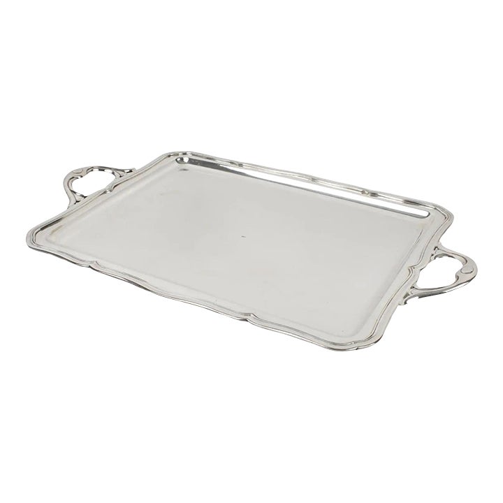 Modernist Alpaca Silver Plate Serving Barware Tray | Chairish