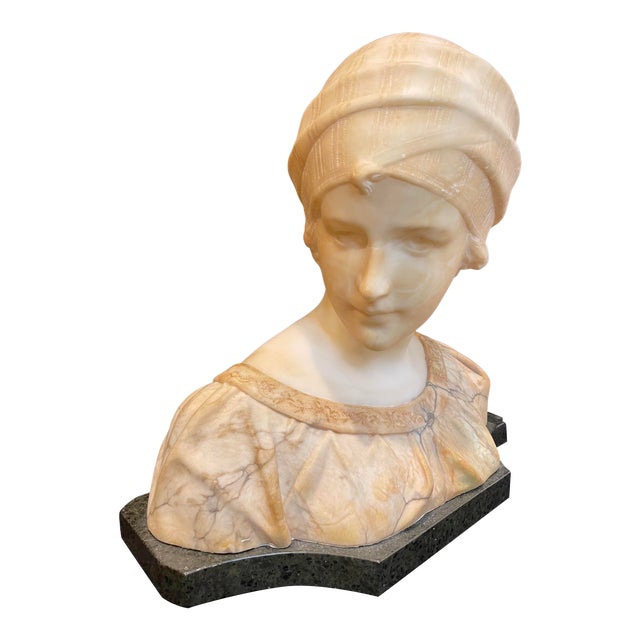 Vintage Art Deco Italian Alabaster Flapper Girl Bust Sculpture | Chairish