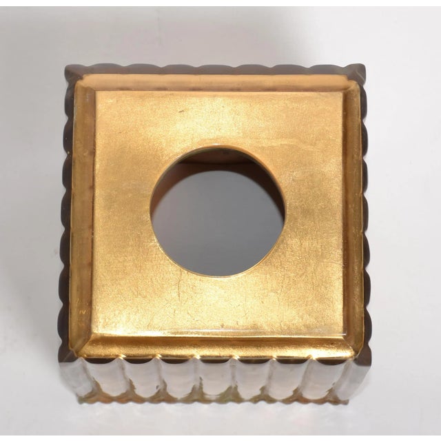 1980s Art Deco Style Fluted Encased Lucite Gold Leaf Resin Tissue Box ...