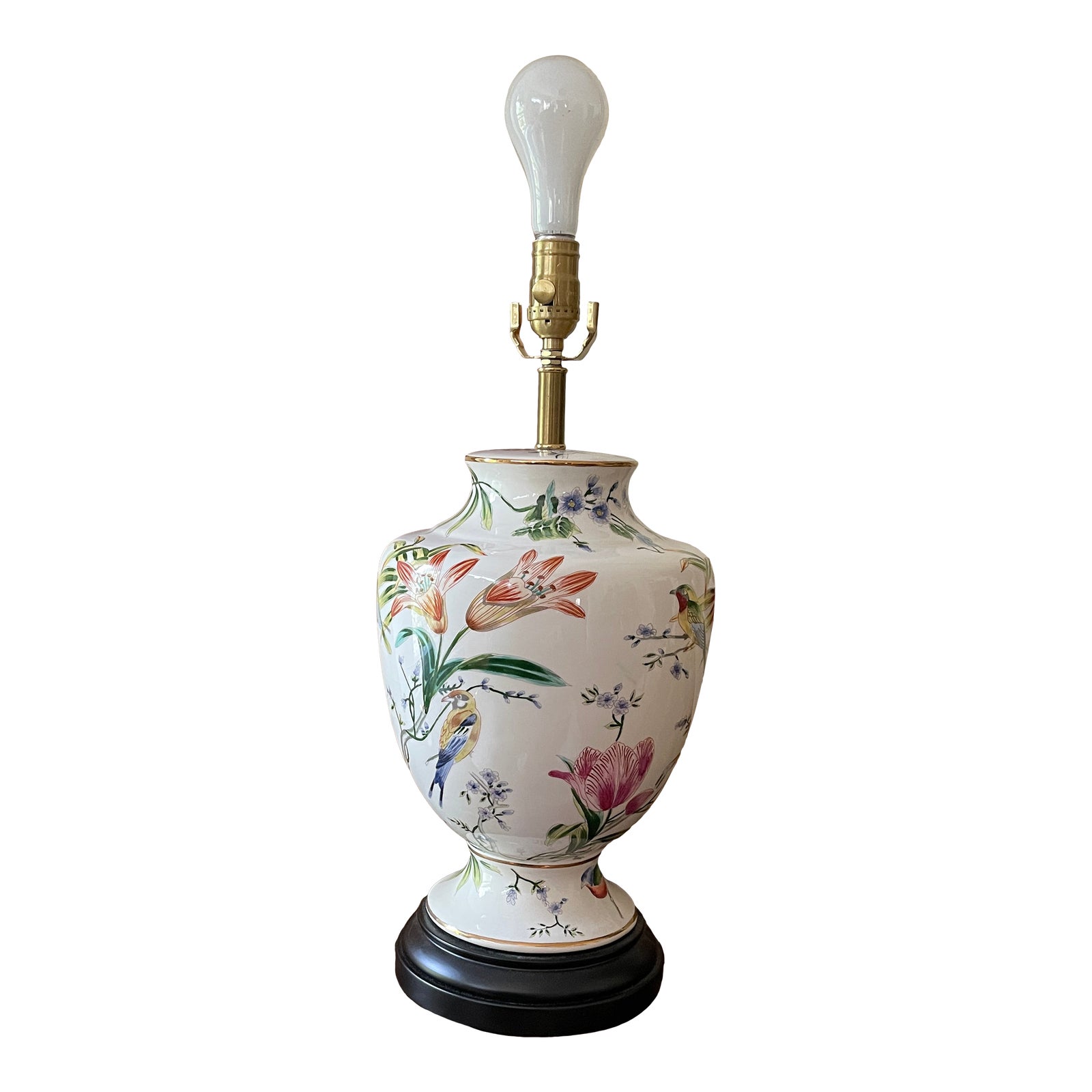 Wildflower and Lily Lamp Attributed to Scully and Scully | Chairish