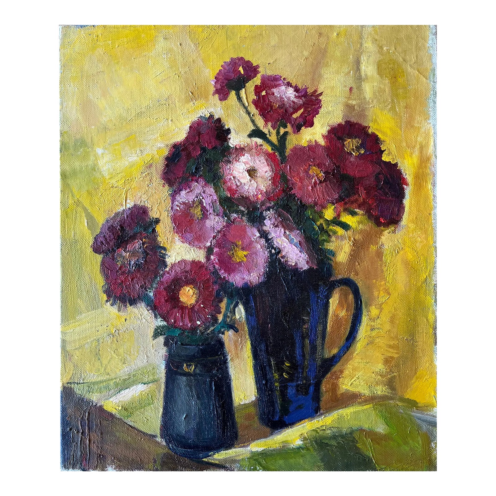 1960s Ukrainian Oil on Linen Canvas, Still Life | Chairish