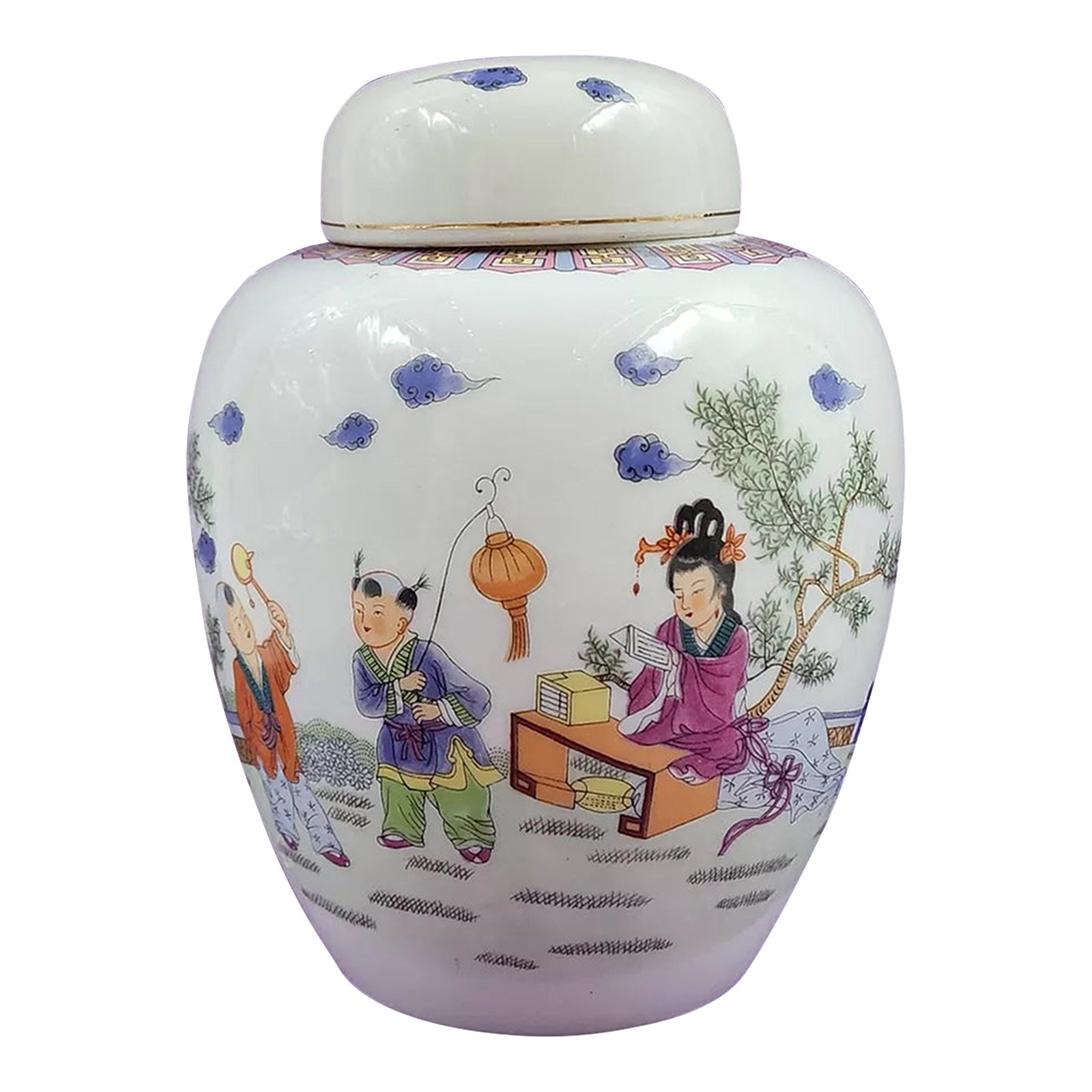 Vintage Japanese Peking East Collection Porcelain Ginger Jar | Chairish